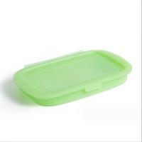 China Convenient 188*115*80MM Silicone Foldable Bento Box for Lunch Vegetable and Fruit Storage for sale
