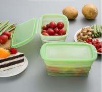 China Convenient 188*115*80MM Silicone Foldable Bento Box for Lunch Vegetable and Fruit Storage for sale