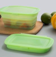 China Convenient 188*115*80MM Silicone Foldable Bento Box for Lunch Vegetable and Fruit Storage for sale