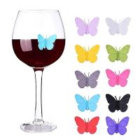 China Stocked Silicone Cute Butterfly Design Wine Glass Bottle Mug Cup Identification Tags for sale