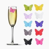 China Stocked Silicone Cute Butterfly Design Wine Glass Bottle Mug Cup Identification Tags for sale