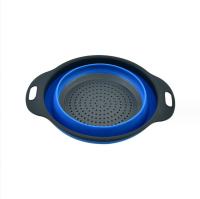 China Stocked Kitchen Colander Strainer Collapsible Vegetable Washing Silicone Drain Basket for sale
