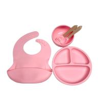 China Non-Slip Food Grade Silicone Baby Plate Bowl Set for Children Suction Feeding Design for sale