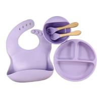 China Non-Slip Food Grade Silicone Baby Plate Bowl Set for Children Suction Feeding Design for sale