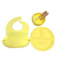 China Non-Slip Food Grade Silicone Baby Plate Bowl Set for Children Suction Feeding Design for sale