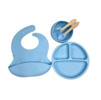 China Silicone Baby Feeding Set Bpa Free Dinnerware Type with Bowl Bottle Spoon and Bib for sale