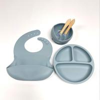China Silicone Baby Feeding Set Bpa Free Dinnerware Type with Bowl Bottle Spoon and Bib for sale