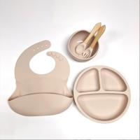 China Silicone Baby Feeding Set Bpa Free Dinnerware Type with Bowl Bottle Spoon and Bib for sale