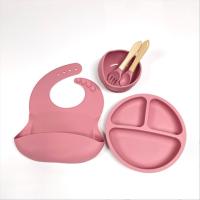 China Silicone Baby Feeding Set Bpa Free Dinnerware Type with Bowl Bottle Spoon and Bib for sale