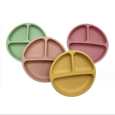 China Silicone Feeding Set 3 Areas Food Grade Material Baby Bowl Plate with Suction Divided for sale