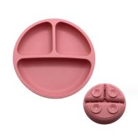 China Silicone Feeding Set 3 Areas Food Grade Material Baby Bowl Plate with Suction Divided for sale