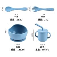China Children Dining Plate Tableware Suction Cup Feeding Set Food Grade Silicone Bowl Fork Set for sale