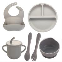 China None Design Style Silicone Feeding Set Full Dinner Plate Bowl Cup Spoon Fork Spork for Infants for sale