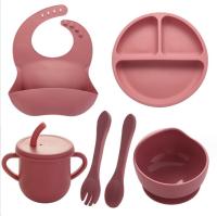 China Silicone Feeding Set Food Grade Baby Silicone Tableware Set for Toddler Children Dining for sale