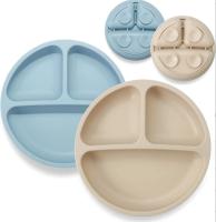 China Soft Food Grade Silicone Baby Feeding 3 Divided Plate for Kids Design Style None for sale