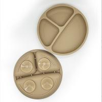 China BPA Free Silicone Non-Slip Baby Dinner Plate with Suction Cup and Food Grade Material for sale