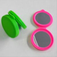 China Silicone Pocket Mirror Round Glass Silicone Makeup Compact Mirror for Portable Us for sale