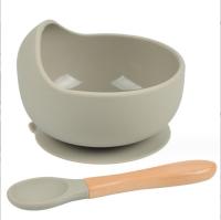 China Non-Spill Waterproof Silicone Baby Feeding Bowl with Food Grade Spoon and Spoon Set for sale