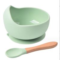China Non-Spill Waterproof Silicone Baby Feeding Bowl with Food Grade Spoon and Spoon Set for sale