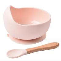 China Non-Spill Waterproof Silicone Baby Feeding Bowl with Food Grade Spoon and Spoon Set for sale