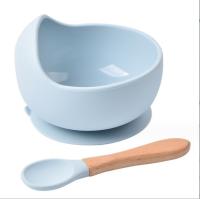 China Non-Spill Waterproof Silicone Baby Feeding Bowl with Food Grade Spoon and Spoon Set for sale