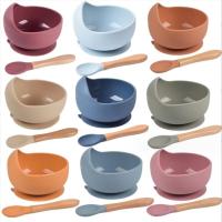 China 2-Pack Silicone Baby Feeding Set Suction Bowl and Spoon Dinnerware Supplies for Kids for sale