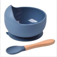 China 2-Pack Silicone Baby Feeding Set Suction Bowl and Spoon Dinnerware Supplies for Kids for sale