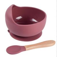China 2-Pack Silicone Baby Feeding Set Suction Bowl and Spoon Dinnerware Supplies for Kids for sale
