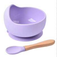 China 2-Pack Silicone Baby Feeding Set Suction Bowl and Spoon Dinnerware Supplies for Kids for sale