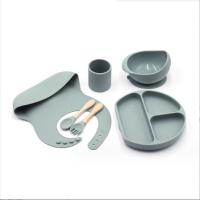 China Silicone Feeding Set Top Seller Baby Supplies Baby Dish Plates Set Newborn Set Gift for sale