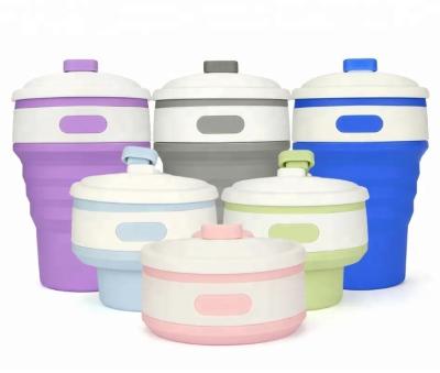 China Silicone Folding Water Cup for Outdoor Sports Portable Travel Coffee Collapsible Cup for sale