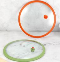 China Multipurpose Home Silicone Glass Lid Sustainable Heat Proof Visual Anti-Overflow Pot Lid for sale