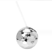China 600ml Unique Disco Ball Cups Electroplated Flash Spherical Double Wall Plastic Cups for sale