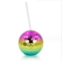 China 600ml Unique Disco Ball Cups Electroplated Flash Spherical Double Wall Plastic Cups for sale