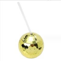 China 600ml Unique Disco Ball Cups Electroplated Flash Spherical Double Wall Plastic Cups for sale