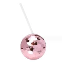 China 600ml Unique Disco Ball Cups Electroplated Flash Spherical Double Wall Plastic Cups for sale