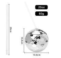 China 600ml Unique Disco Ball Cups Electroplated Flash Spherical Double Wall Plastic Cups for sale