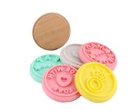 China Sustainable Customized Silicone Stamp Food Grade Cookie Stamps with Wooden Handle for sale