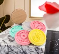 China Sustainable Customized Silicone Stamp Food Grade Cookie Stamps with Wooden Handle for sale