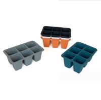 China 6cells Silicone Plastic Nursery Tray Squares Flower Pots Planters for Garden Finishing for sale