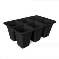 China 6cells Silicone Plastic Nursery Tray Squares Flower Pots Planters for Garden Finishing for sale