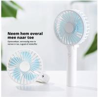 China Hand Fan - Portable Fan - Mini Fan Rechargeable - Small Portable Fan With USB Wireless Desktop Fan - White/Blue for sale