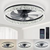 China LED fan light with diamond ring ceiling fan light for sale