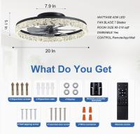 China LED fan light with diamond ring ceiling fan light for sale