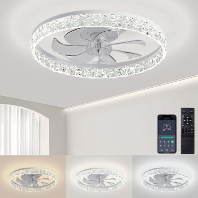 China LED fan light with diamond ring ceiling fan light for sale