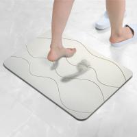 China Silica gel mud floor mat, cross-border solid color striped Nordic bathroom floor mat, household water-absorbing anti-slip easy-to-clean foot mat for sale