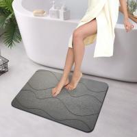 China Silica gel mud floor mat, cross-border solid color striped Nordic bathroom floor mat, household water-absorbing anti-slip easy-to-clean foot mat for sale