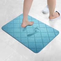 China Silica gel mud floor mat, cross-border solid color striped Nordic bathroom floor mat, household water-absorbing anti-slip easy-to-clean foot mat for sale
