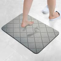 China Silica gel mud floor mat, cross-border solid color striped Nordic bathroom floor mat, household water-absorbing anti-slip easy-to-clean foot mat for sale
