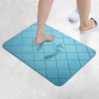 China Silica gel mud floor mat, cross-border solid color striped Nordic bathroom floor mat, household water-absorbing anti-slip easy-to-clean foot mat for sale